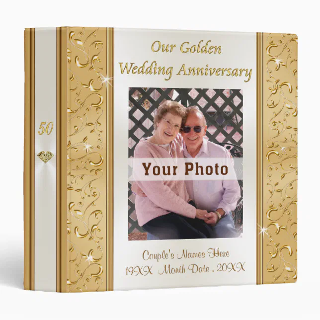 Your Photo on Golden Anniversary Photo Album 3 Ring Binder | Zazzle