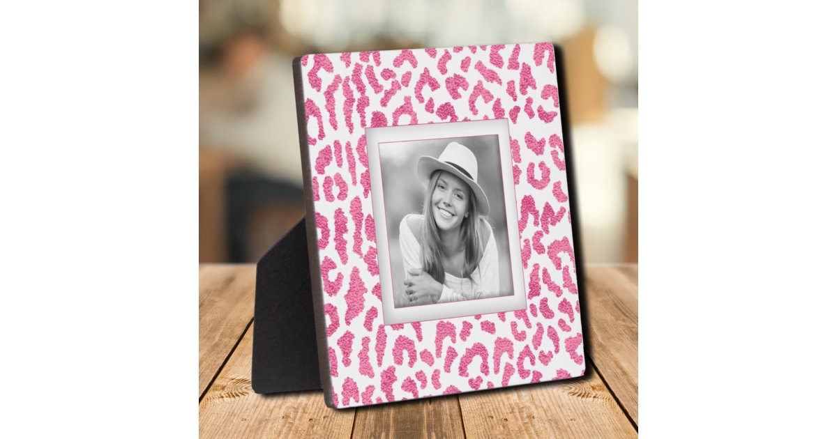 Your Photo Pink Leopard Border Plaque | Zazzle