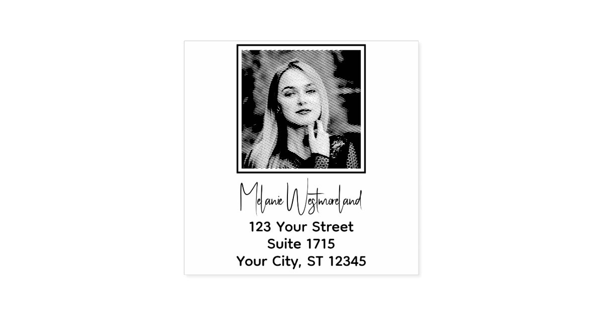 Your Photo Portrait #1 Rect Name Return Address Self-inking Stamp | Zazzle