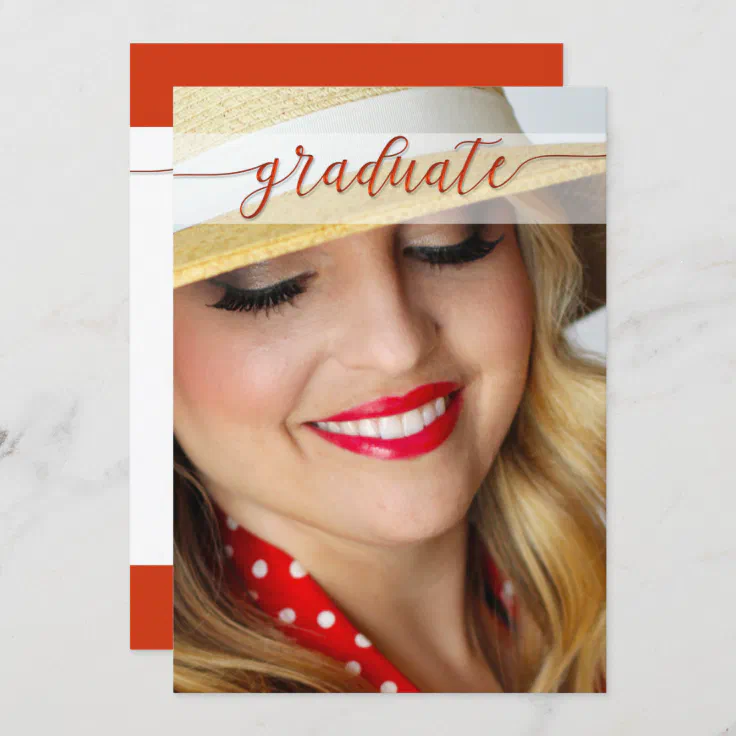 Your Photo Red Script Graduation Invitation Zazzle your-photo-red-script-graduation-invitation-zazzle