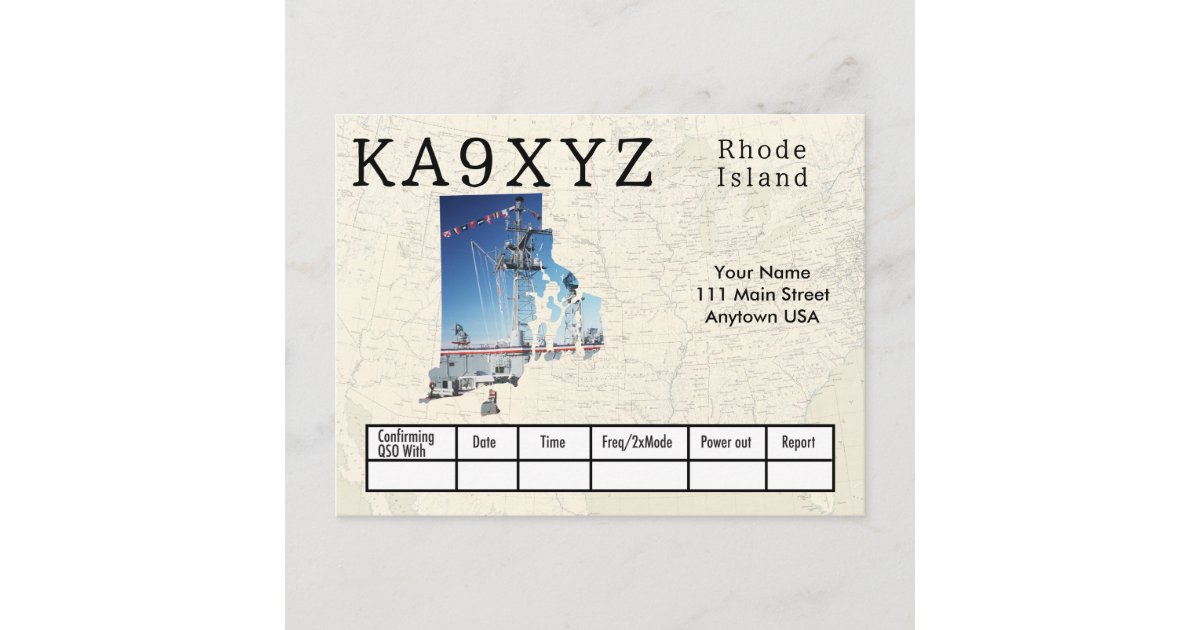 Your Photo Rhode Island Shaped Cutout Custom QSL Postcard | Zazzle