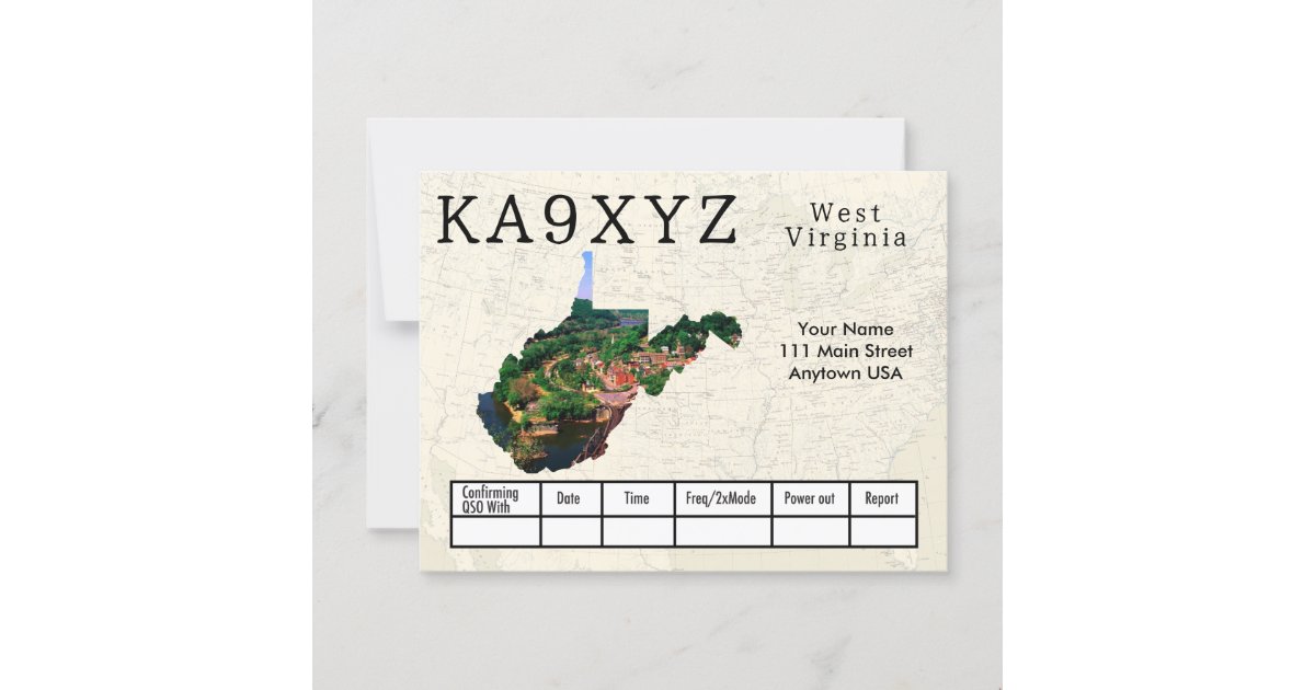Your Photo West Virginia Shaped Cutout Custom QSL Postcard | Zazzle