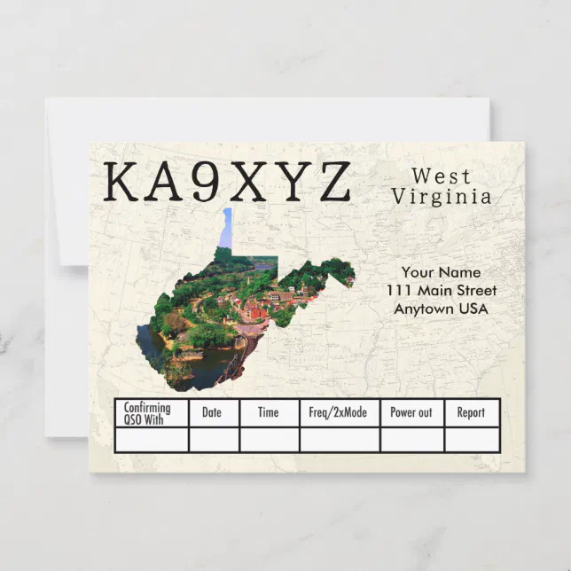 Your Photo West Virginia Shaped Cutout Custom QSL Postcard | Zazzle