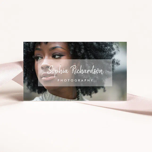 Your Photo with Modern Handwritten Script Overlay Business Card | Zazzle