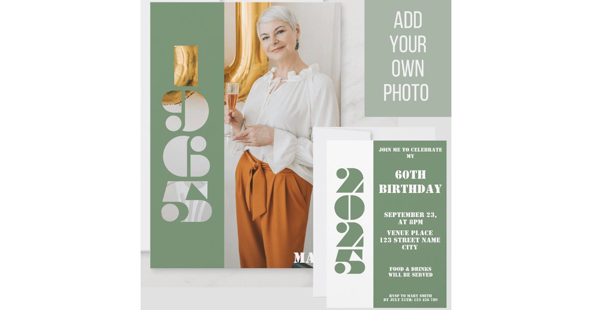 Your photo year 1965 60th birthday Invitation | Zazzle