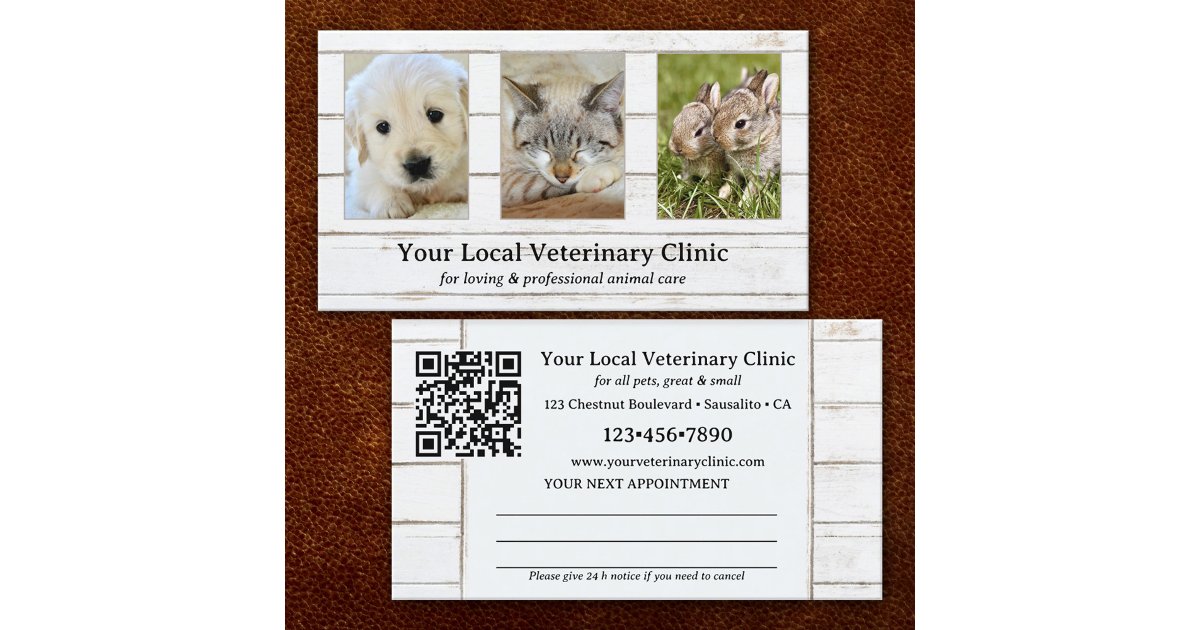 Your Photos Animal Veterinary Clinic Appointment Business Card | Zazzle