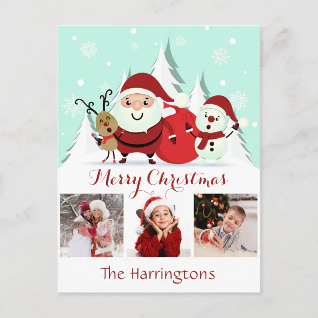 YOUR PHOTOS custom Christmas postcard | Zazzle