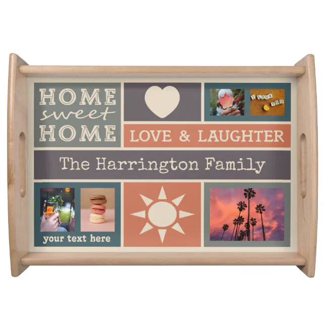 YOUR PHOTOS custom collage template serving tray | Zazzle