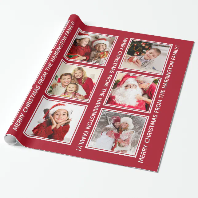 YOUR PHOTOS & TEXT custom wrapping paper | Zazzle