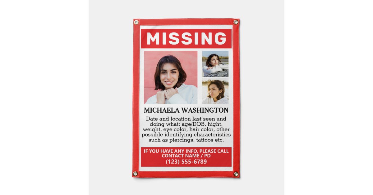 YOUR Photos & Text "MISSING" Pennant | Zazzle