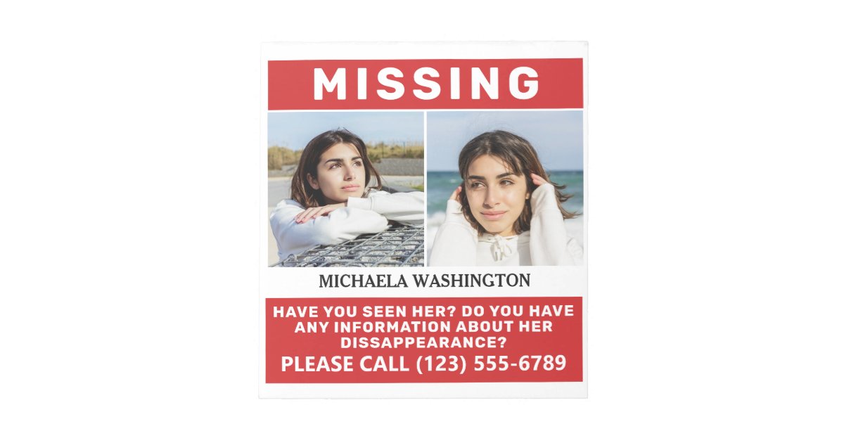 YOUR Photos & Text "MISSING PERSON" Notepad | Zazzle