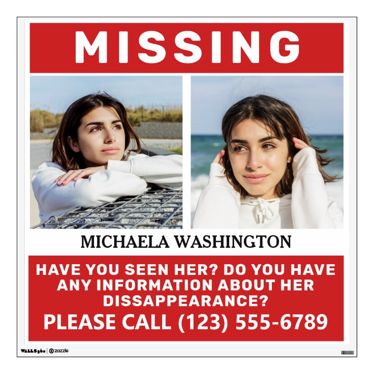 YOUR Photos & Text "MISSING PERSON" Wall Decal | Zazzle