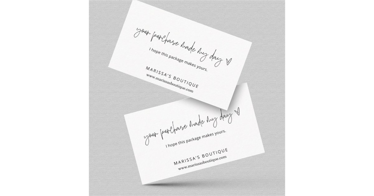 Your Purchase Made My Day Thank You Package Insert | Zazzle