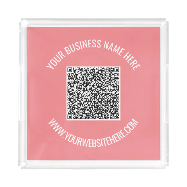 Your QR Code and Custom Text Acrylic Tray Template | Zazzle