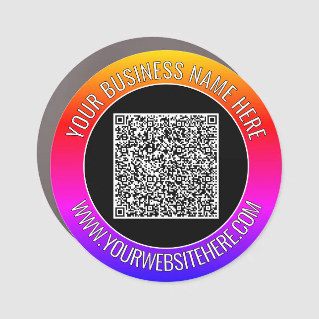 Your QR Code and Custom Text Business Car Magnet | Zazzle