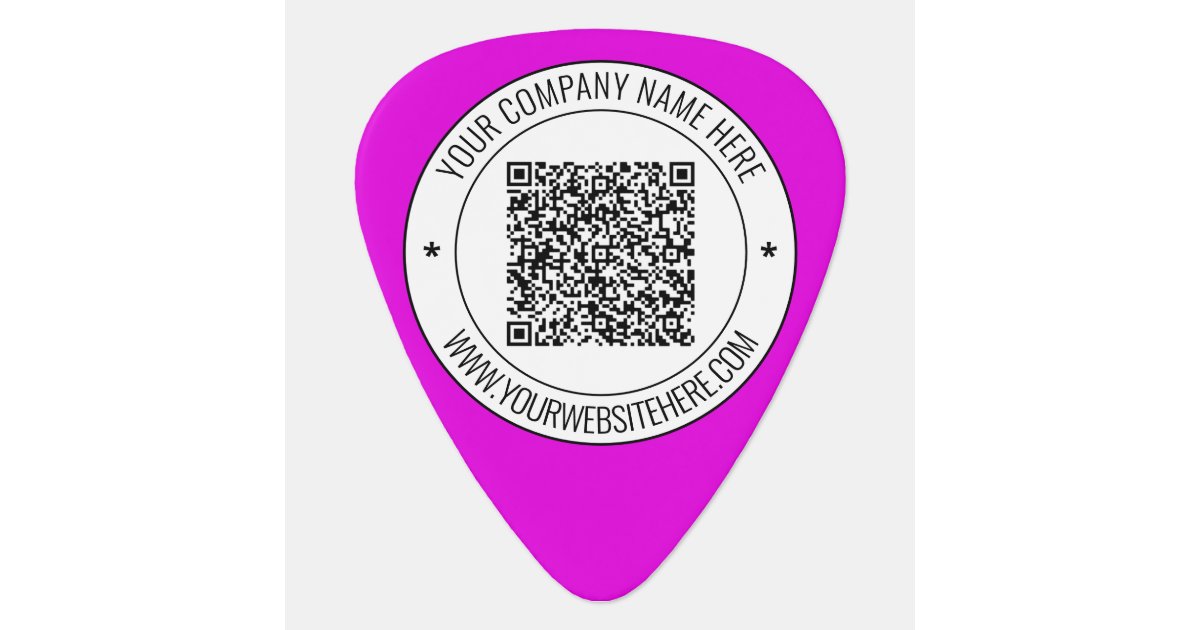 Your QR Code and Custom Text Business Guitar Pick | Zazzle