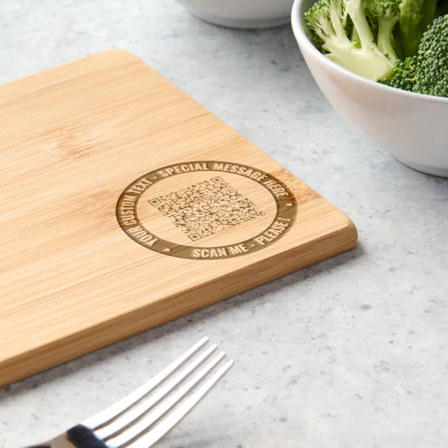 Your QR Code and Custom Text Engraved Cutting Board | Zazzle