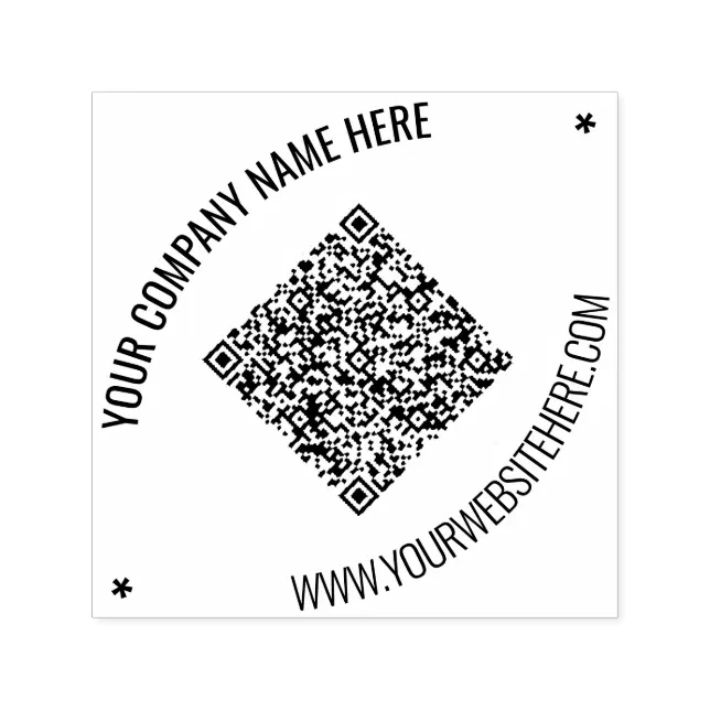 Your QR Code and Custom Text Modern Design Stamp | Zazzle