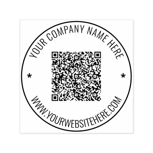 Your QR Code and Custom Text Round Stamp Template | Zazzle