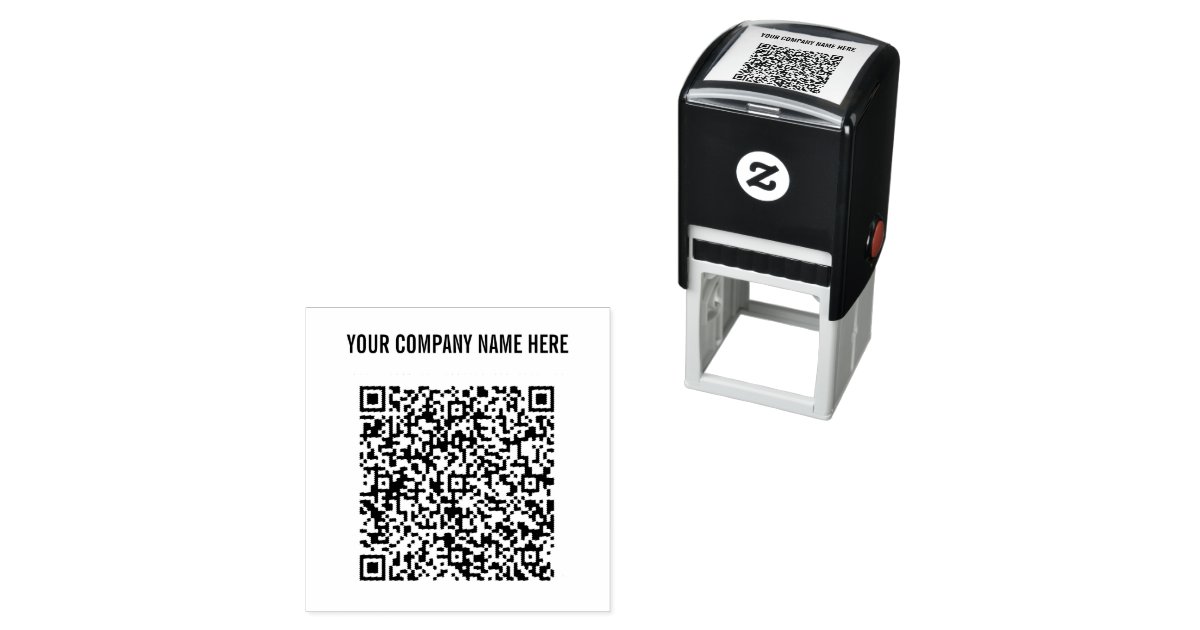 Your QR Code and Custom Text Self-inking Stamp | Zazzle