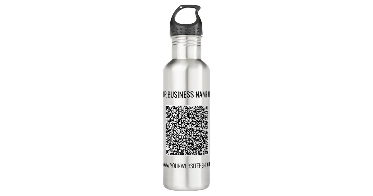 Your QR Code and Custom Text Water Bottle | Zazzle