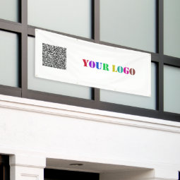 Your QR Code and Logo Business Promotional Banner | Zazzle
