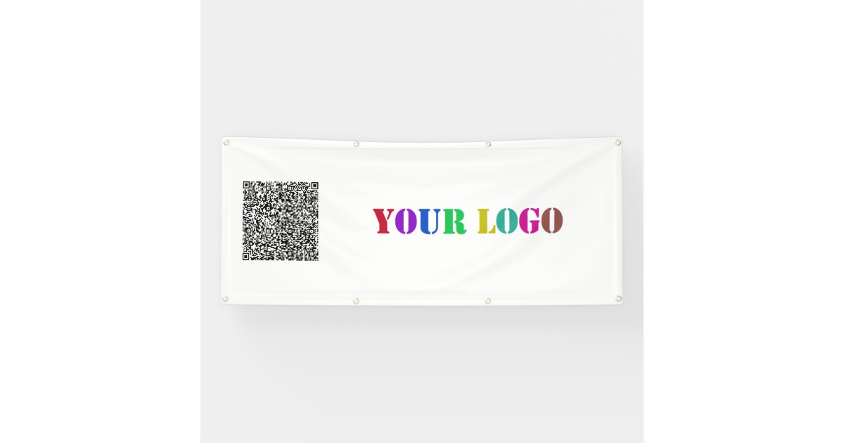 Your QR Code and Logo Business Promotional Banner | Zazzle