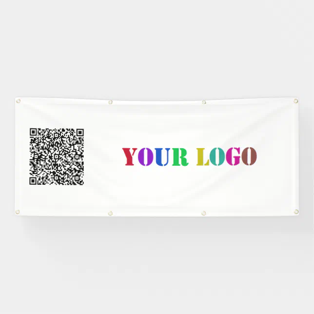 Your QR Code and Logo Business Promotional Banner | Zazzle