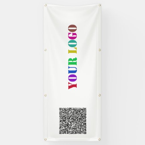 Your QR Code and Logo Business Promotional Banner | Zazzle