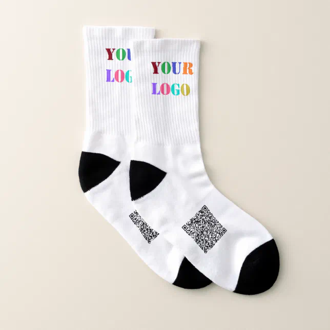 Your QR Code and Logo Promotional Business Socks | Zazzle