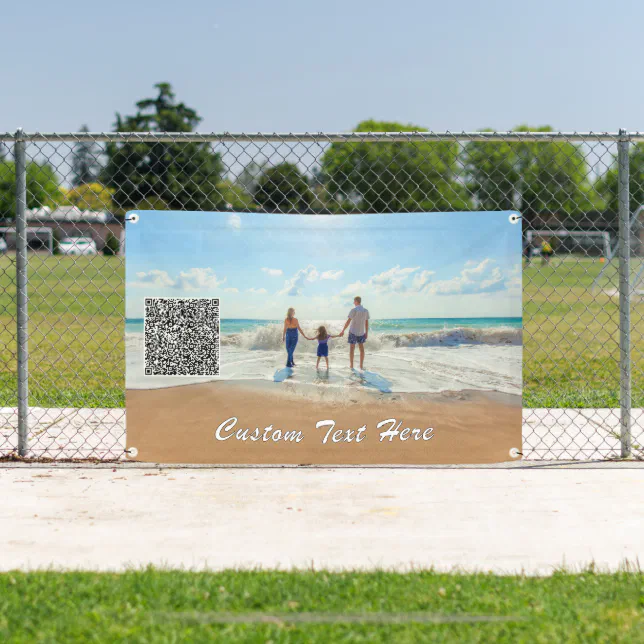 Your QR Code and Photo Banner with Custom Text | Zazzle