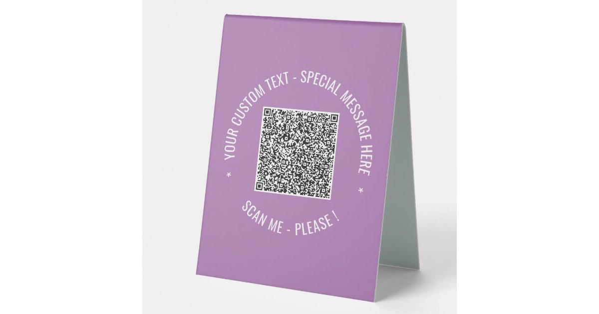 Your QR Code Custom Text and Color Table Tent Sign | Zazzle