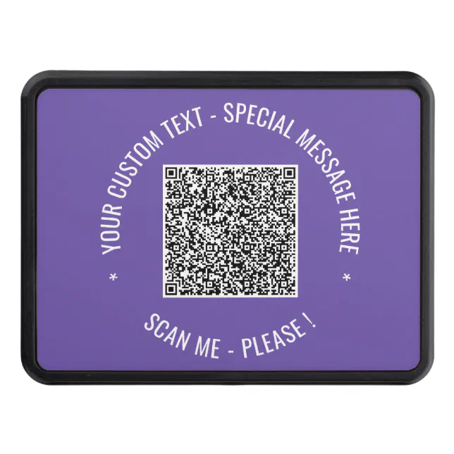 Your QR Code Custom Text and Colors Hitch Cover | Zazzle