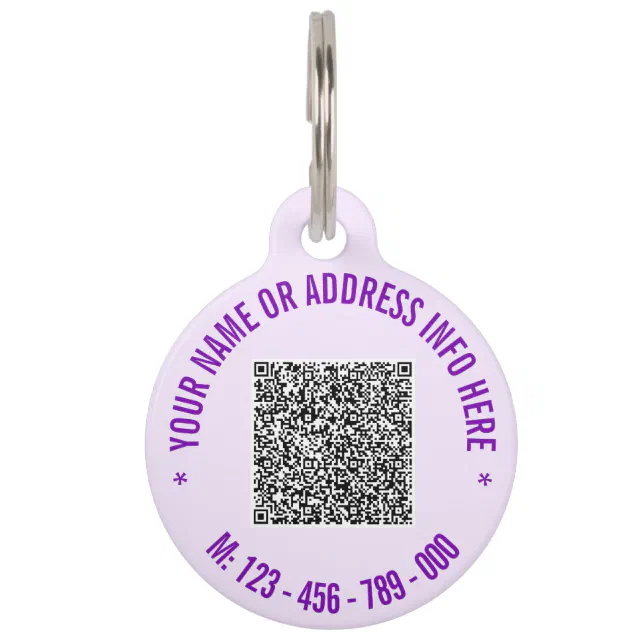 Your QR Code Custom Text Info Pet ID Tag Template | Zazzle