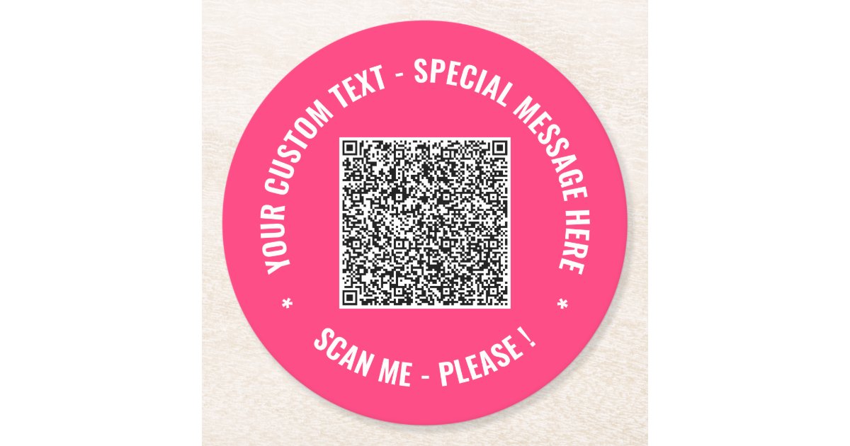 Your QR Code Custom Text Paper Coaster Template | Zazzle