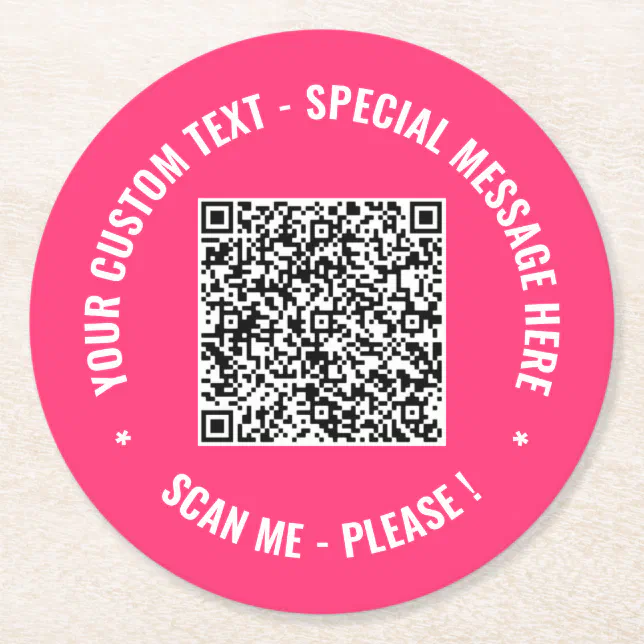 Your QR Code Custom Text Paper Coaster Template | Zazzle