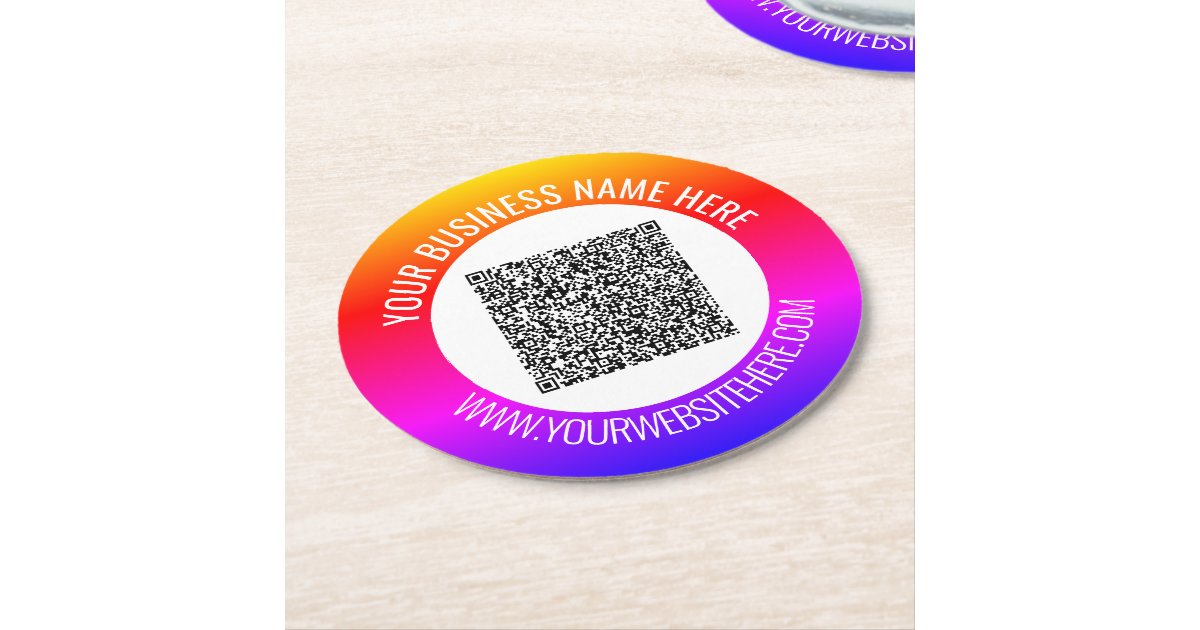 Your QR Code Custom Text Paper Coasters Example | Zazzle