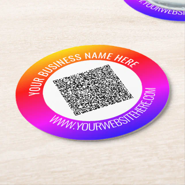 Your QR Code Custom Text Paper Coasters Example | Zazzle