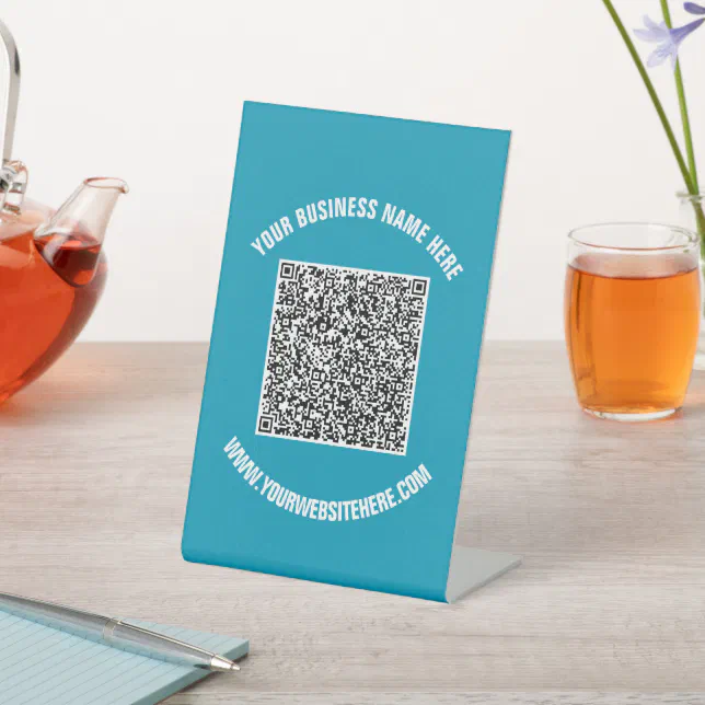Your QR Code Custom Text Pedestal Sign Template | Zazzle