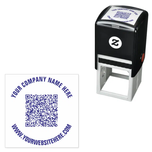 Your QR Code Custom Text Round Self-inking Stamp | Zazzle