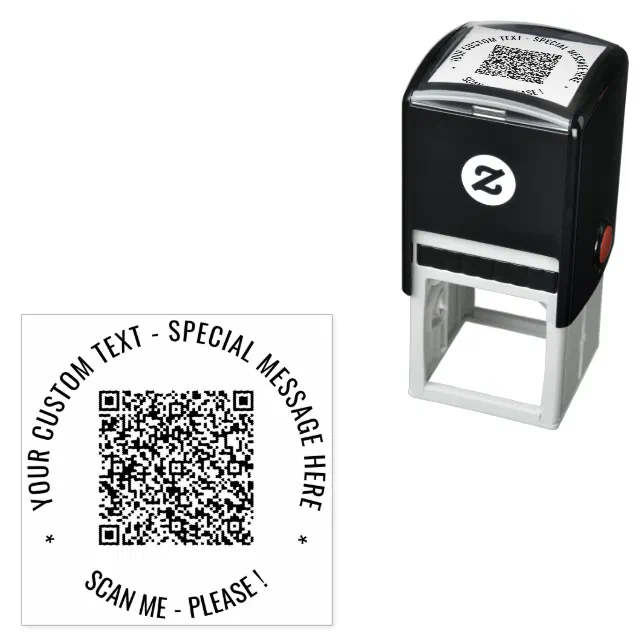 Your QR Code Custom Text Round Self-inking Stamp | Zazzle