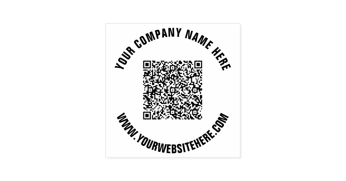 Your QR Code Custom Text Round Stamp Example | Zazzle