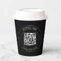 Your QR code & Editable Text | Black & White Paper Cups | Zazzle