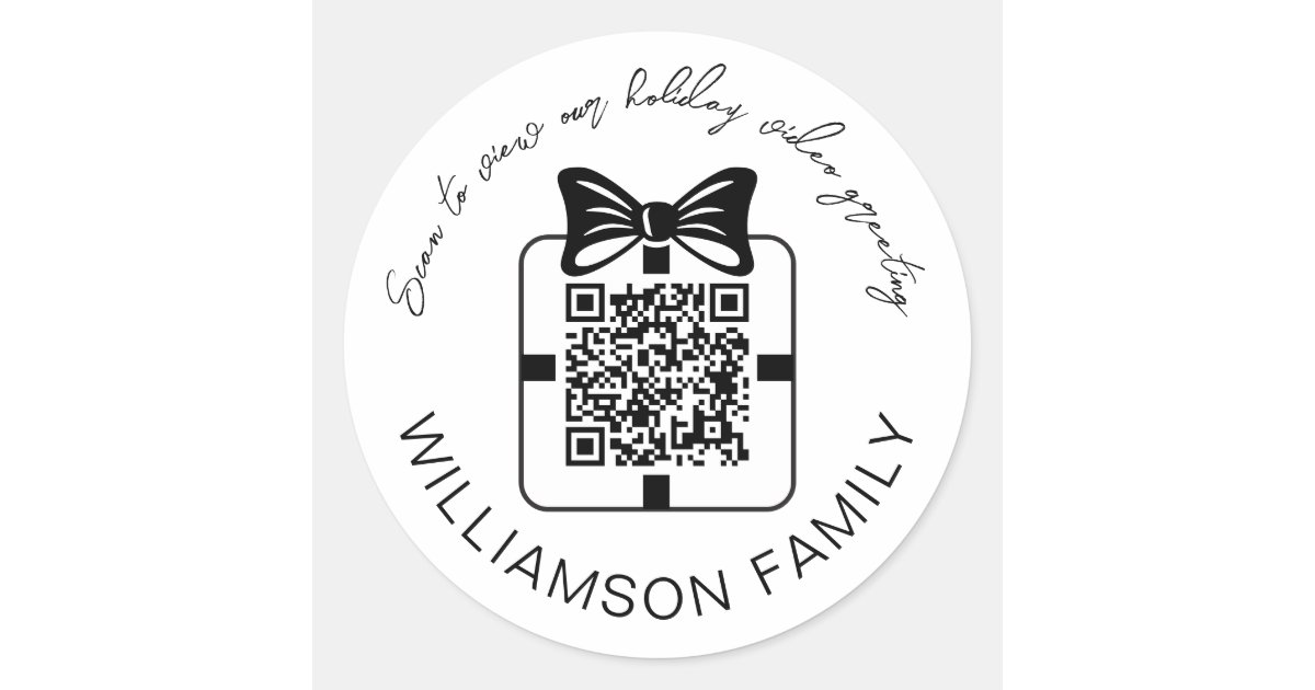 Your QR Code Family Video Message Holiday Greeting Classic Round ...