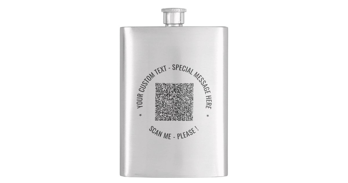 Your QR Code Flask Gift Scan Info and Custom Text | Zazzle