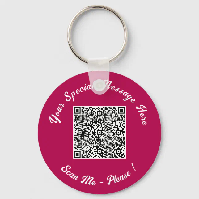 Your QR Code Keychain with Custom Text and Colors | Zazzle
