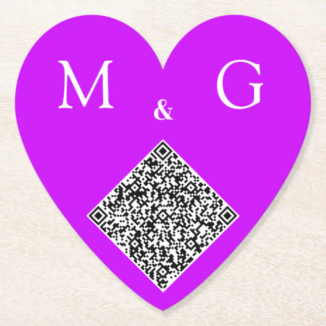 Your QR Code Letters Wedding Heart Paper Coasters | Zazzle