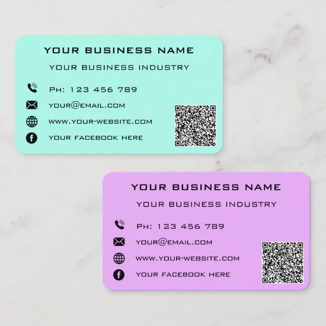 Your QR Code Name Address Info Color Business Card | Zazzle