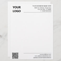 Your QR Code Name Address Logo Business Letterhead | Zazzle