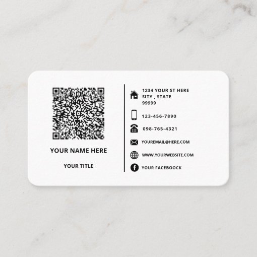 Your QR Code Name Logo Address Info Business Card | Zazzle